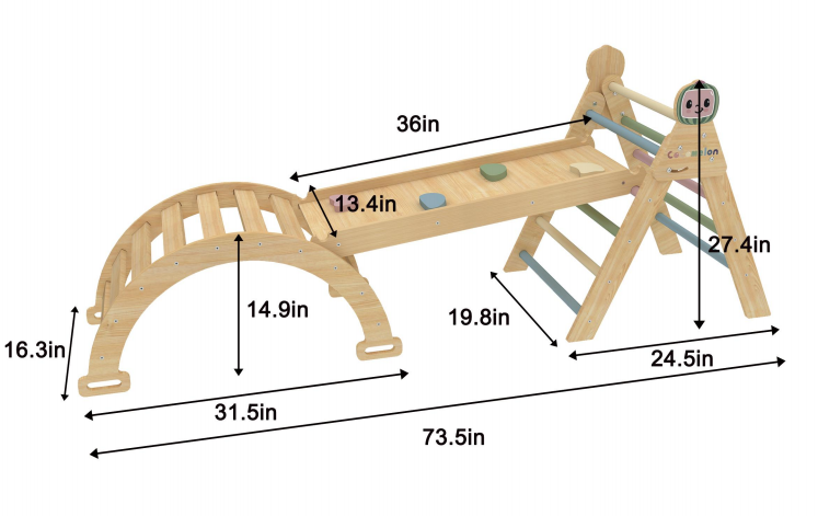 Hazel CocoMelon Pikler Triangle & Rocker Set – Montessori Climber